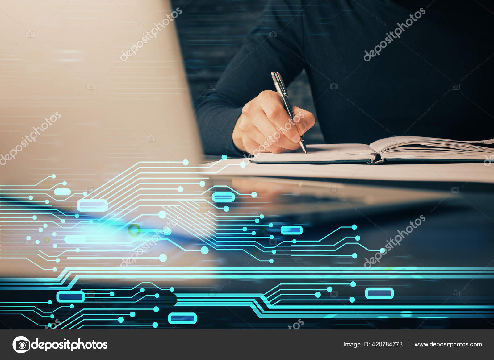 Human's Hands Data Theme Multi Exposure Background Drawings Concept ...