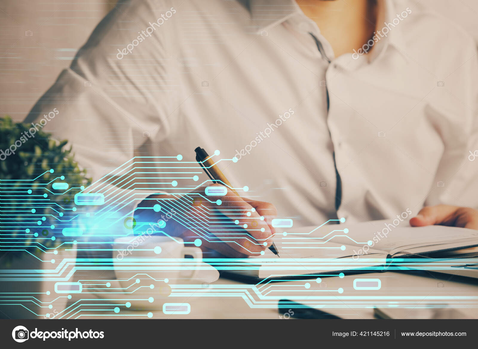 Human's Hands Data Theme Multi Exposure Background Drawings Concept ...
