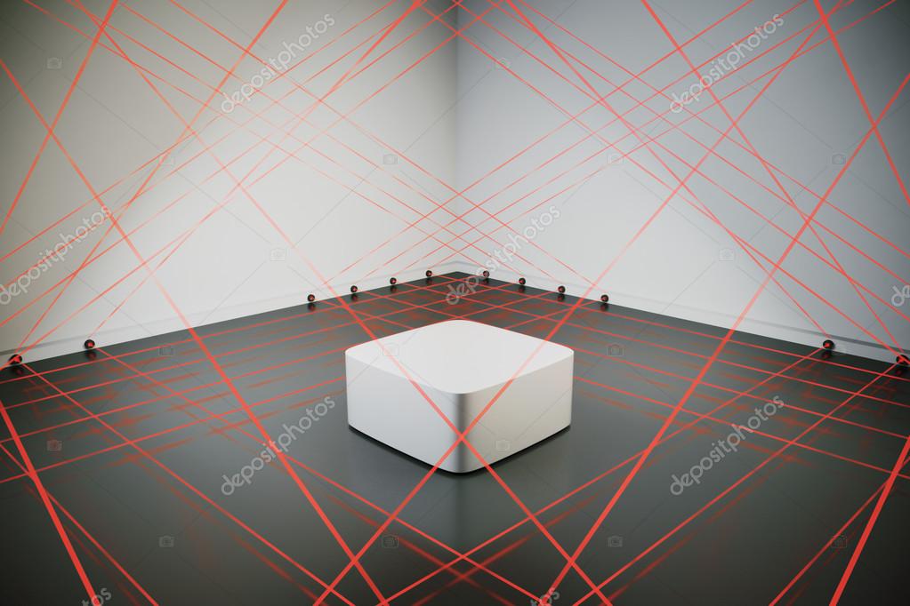 Room safe with a laser security system, 3d rendering Stock Photo by ...