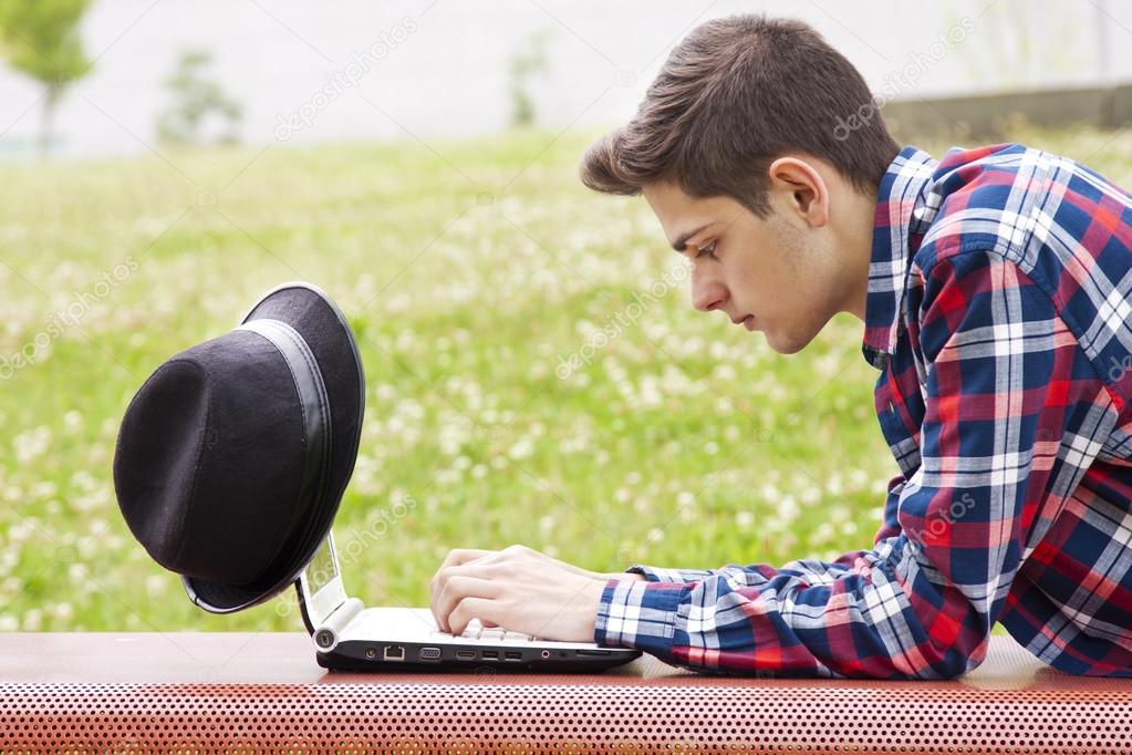 Man with laptop — Stock Photo © carballo #119607164
