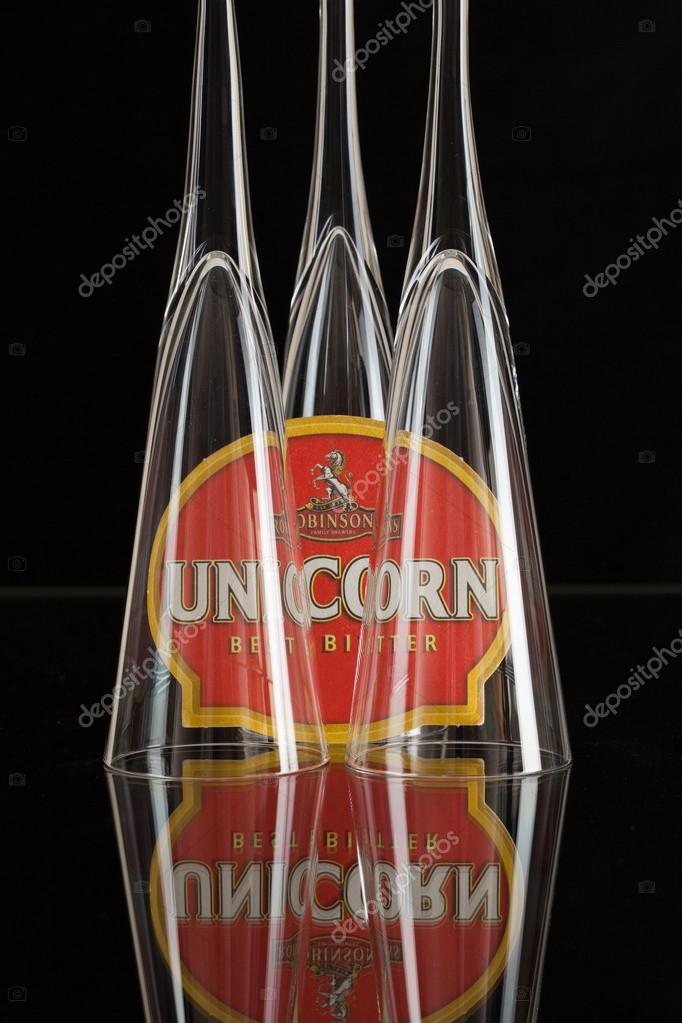 Beermat from Robinsons beer and three glasses. – Stock Editorial Photo ...