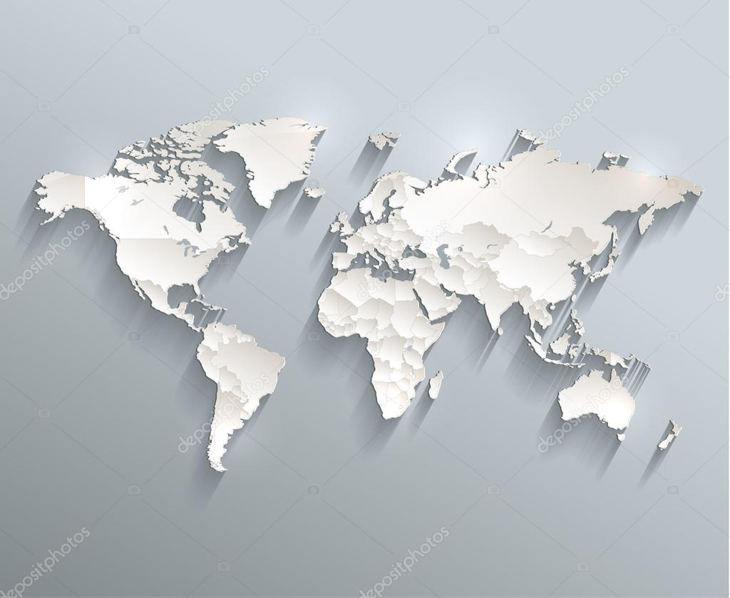 World political map 3D raster individual states separate — Stock Photo ...