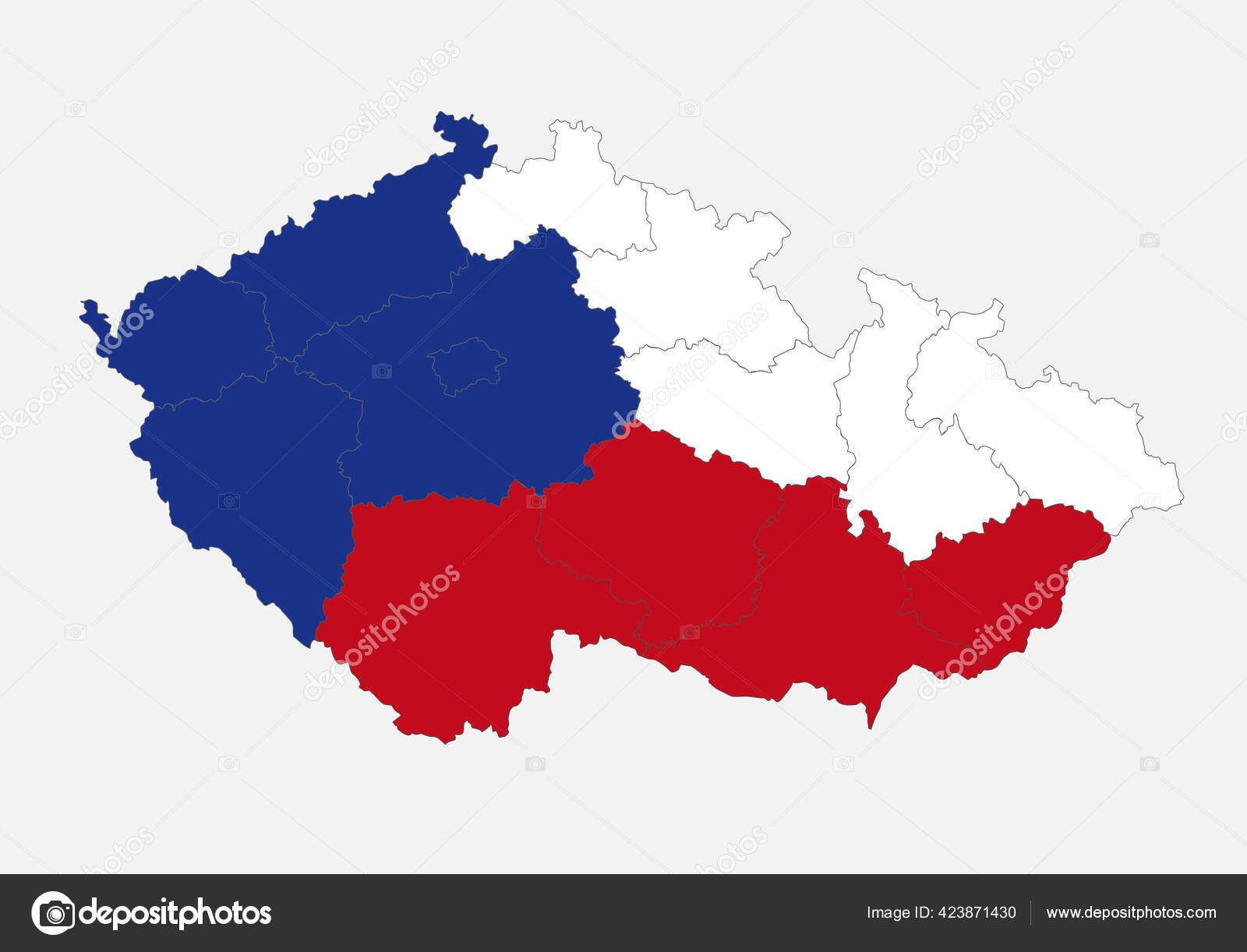Map Czech Republic Colors Flag Administrative Divisions Blank — Stock ...
