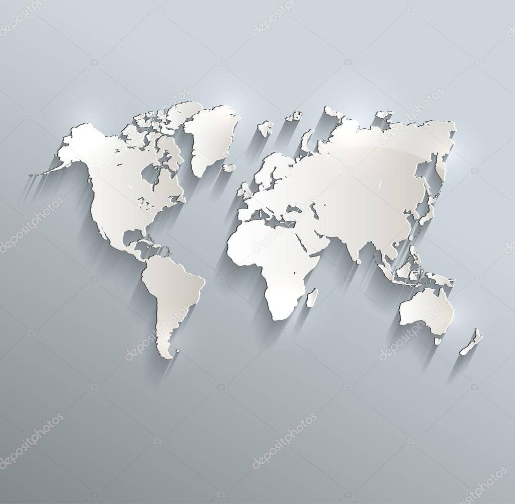 World map blue white card paper 3D raster — Stock Photo © Mondi.h #57858761