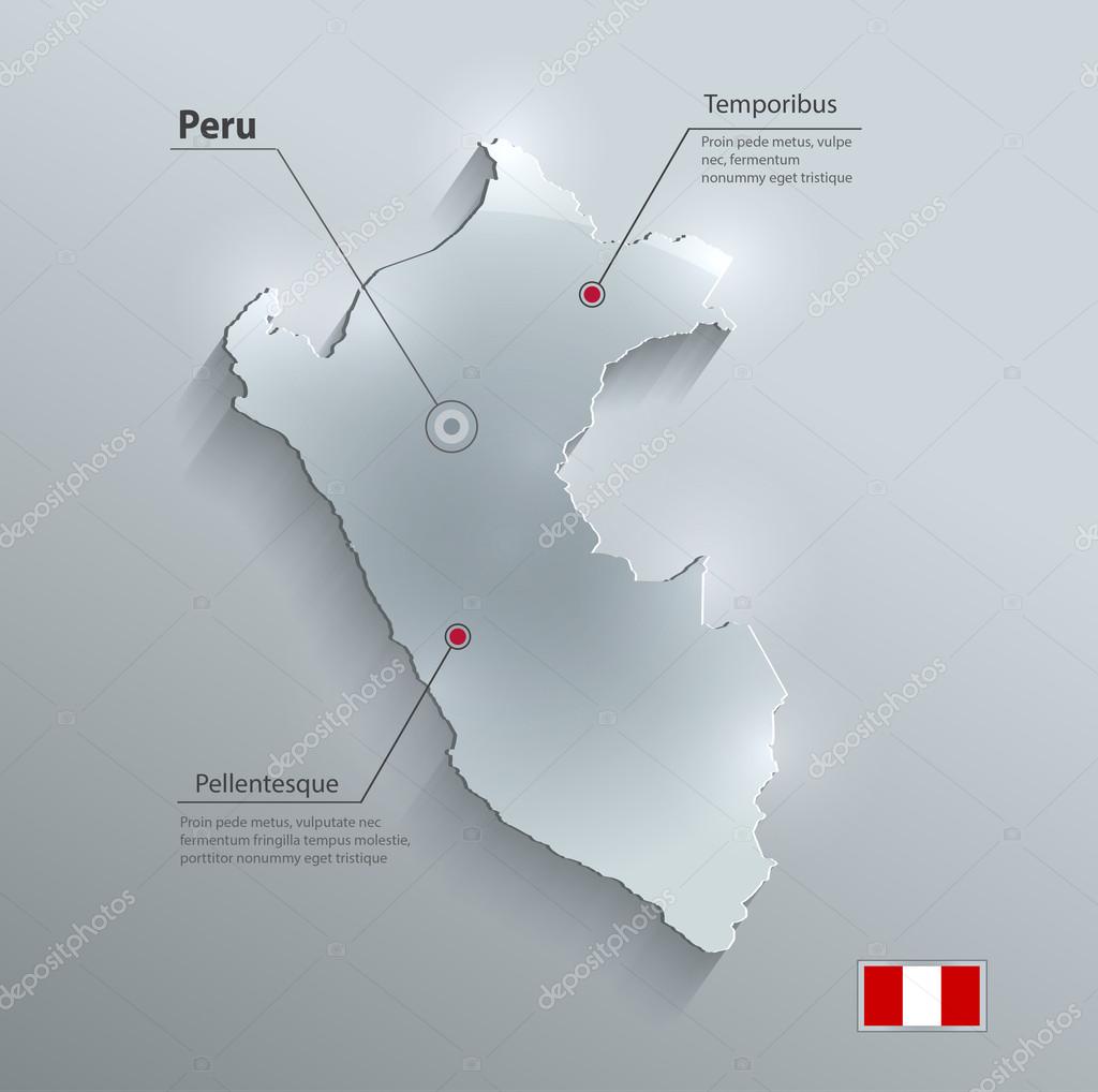 Mapa Perú tarjeta de vidrio bandera de papel 3D vector Vector de stock ...