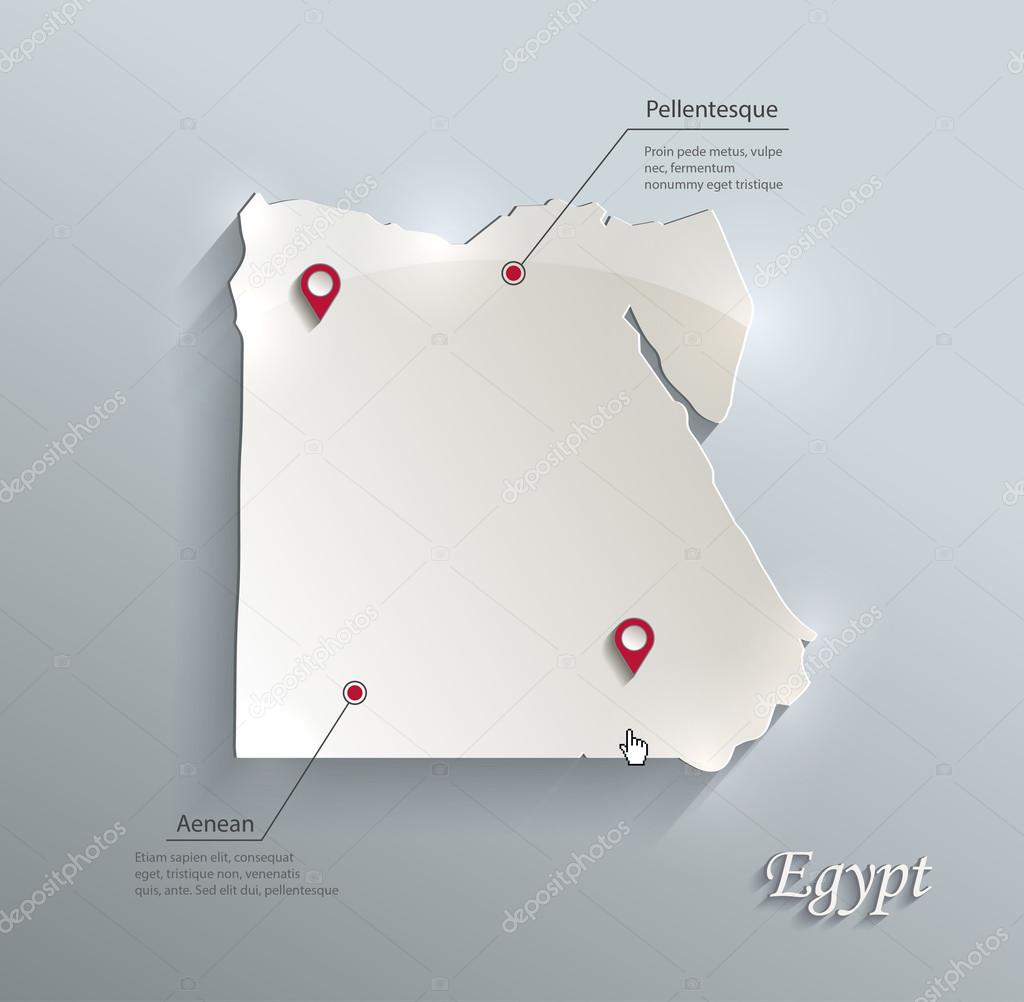 Egypt map blue white card paper 3D vector infographics vector Stock ...