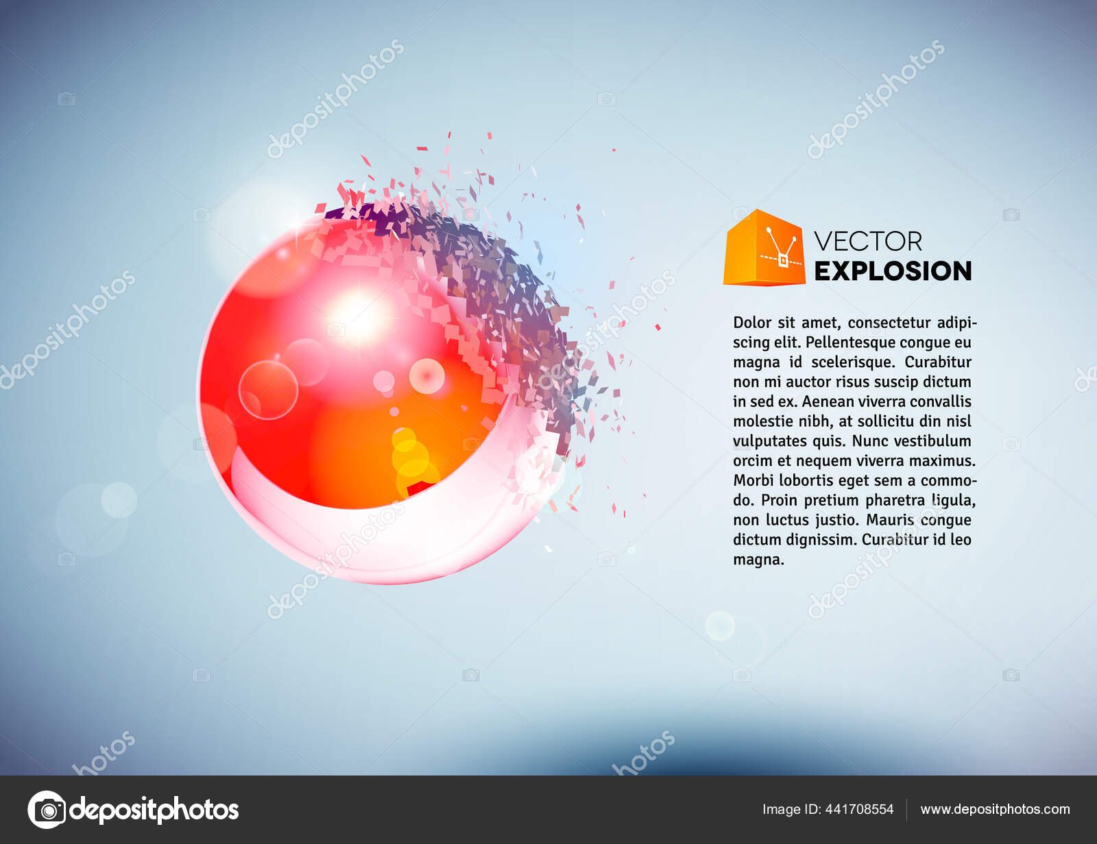 Red Ball Flares Exploded Messy Pieces Stock Vector Image by ...