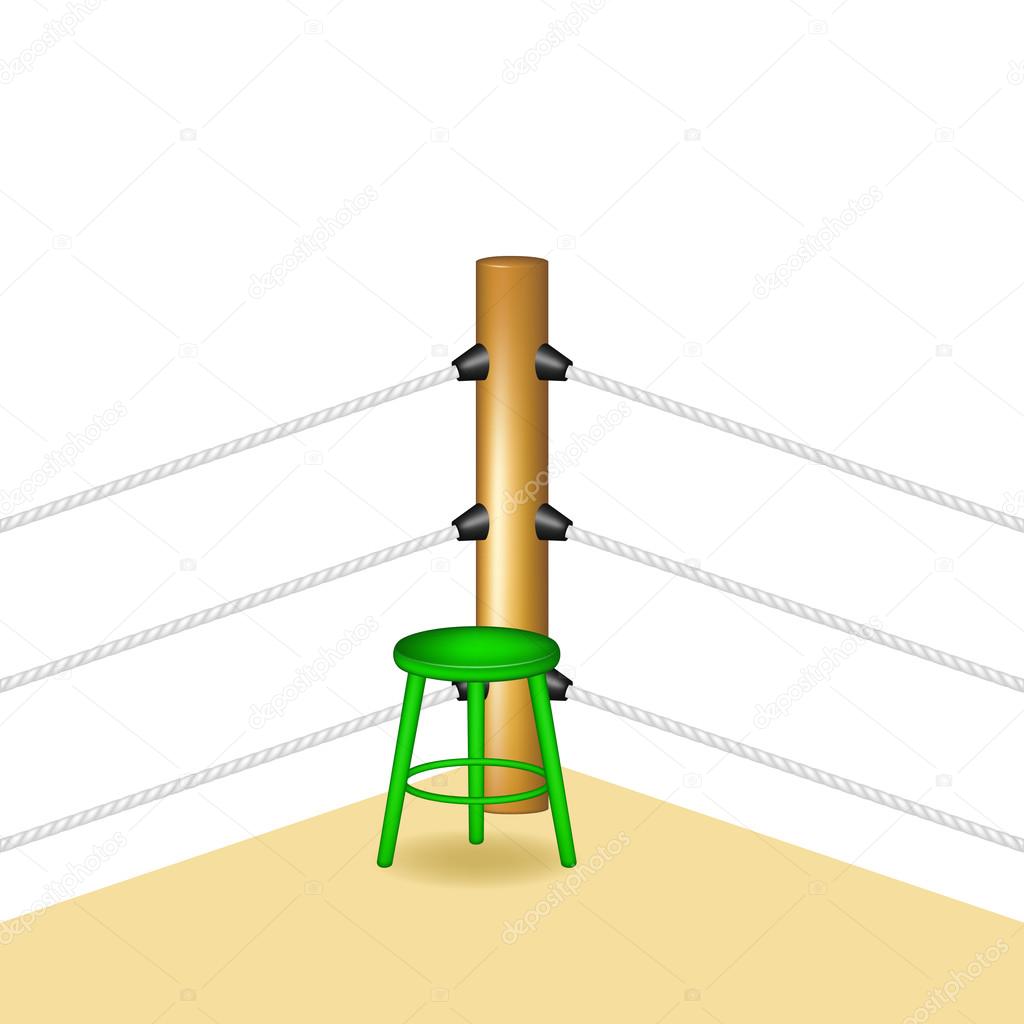 Boxing corner with green wooden stool and white ropes Stock Vector by ...