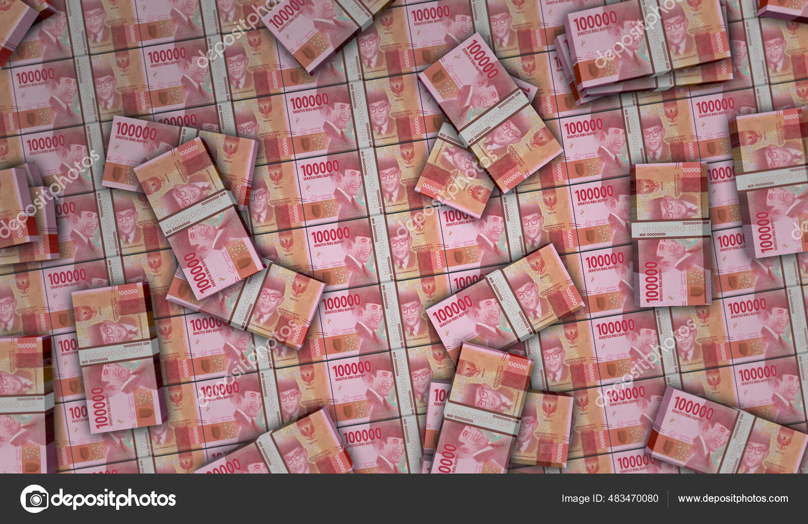 Indonesian Rupiah Money Pack Illustration Huf Banknote Bundle Stacks ...
