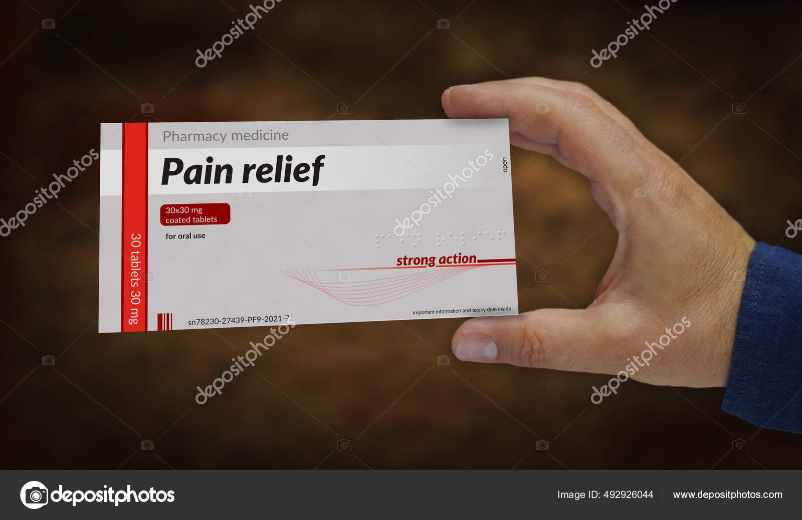 Pain Relief Tablets Box Hand Emergency Painkiller Headache Analgesic ...