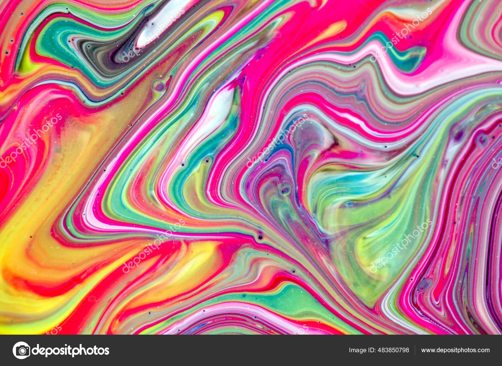 Abstract multi-colored paint background. Acrylic texture with marble ...