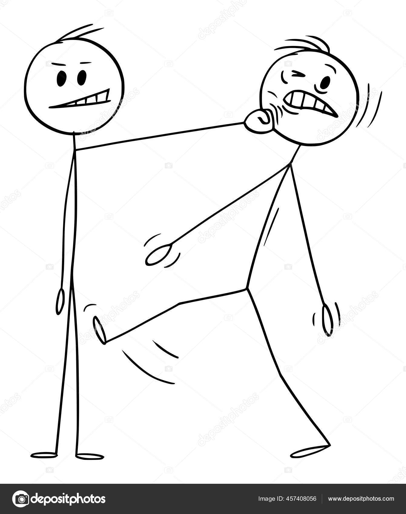 Man Hit Another Man Fist by His Face, Vector Cartoon Stick Figure ...