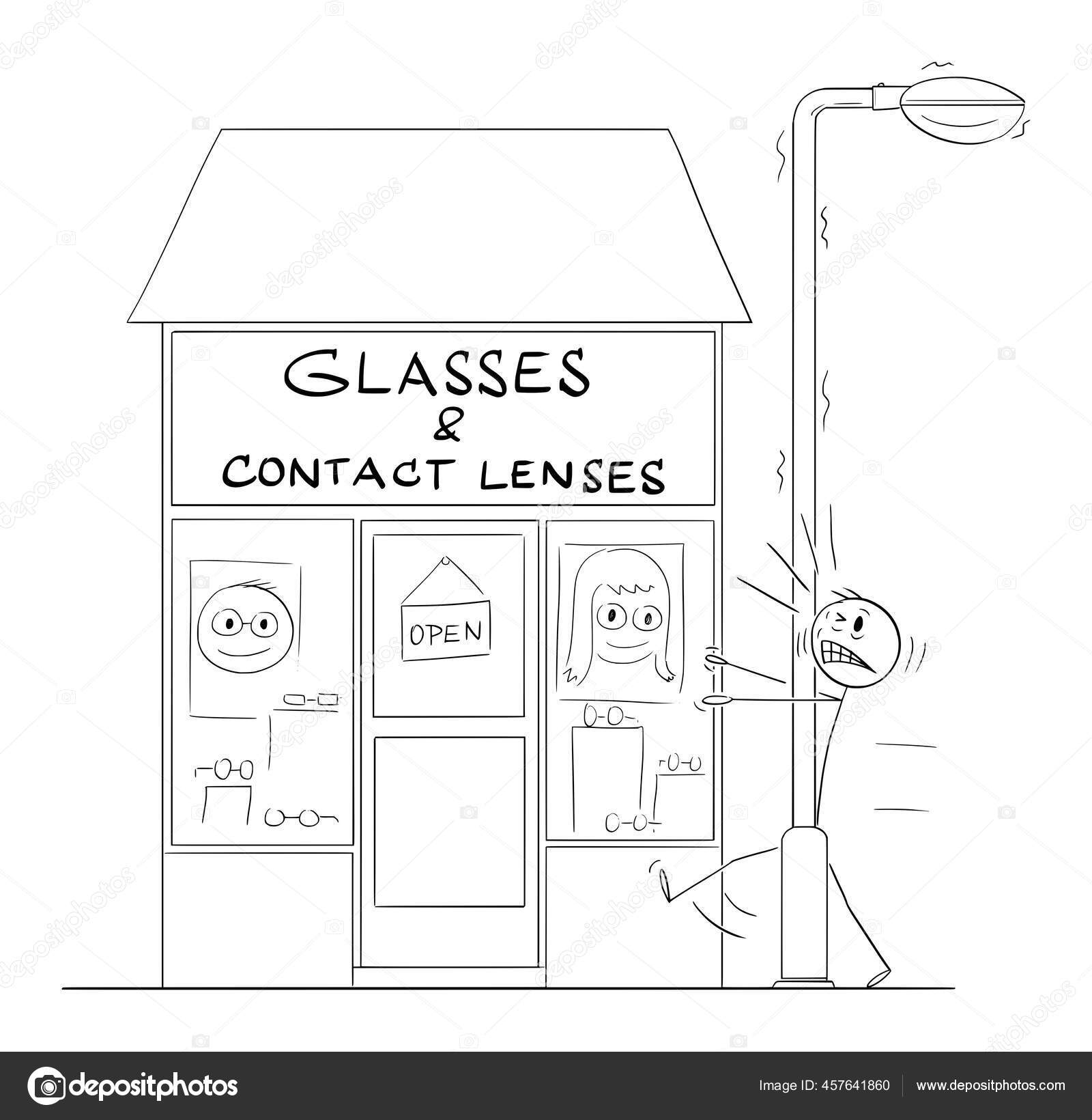 Poorly Seeing Man Hit the Streetlight in Front of Glasses and Contact ...