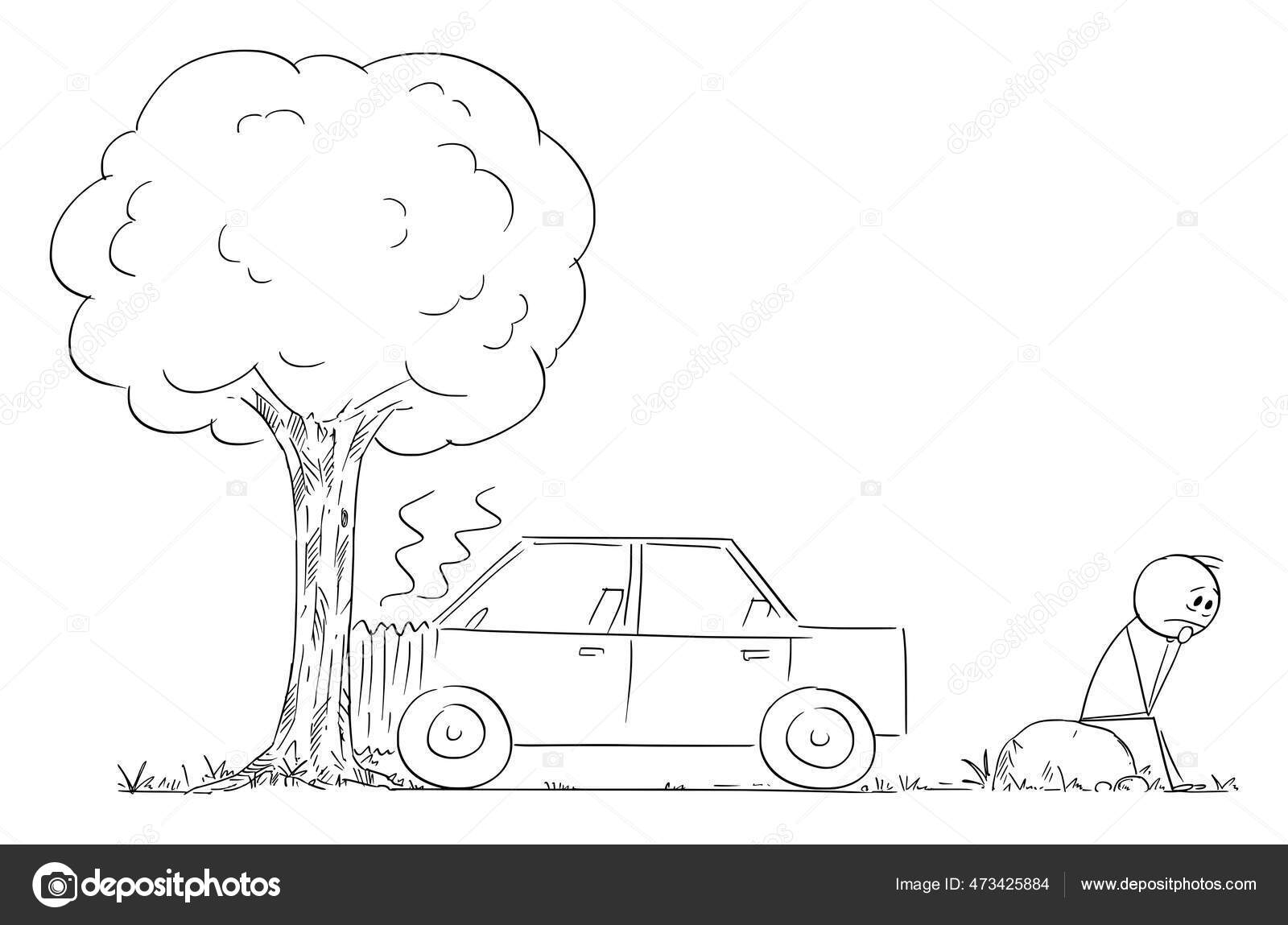 Car Crash Into Tree Clip Art