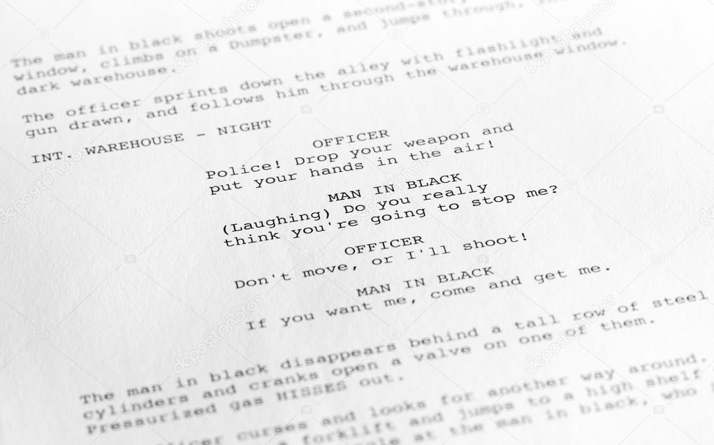 Screenplay close-up 1 (generic film text written by photographer Stock ...