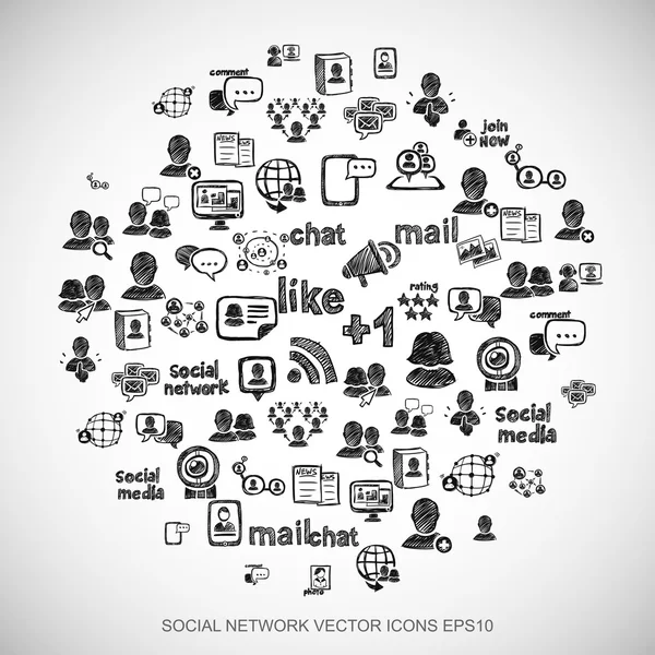 Black doodles Hand Drawn News Icons set on White. EPS10 vector ...