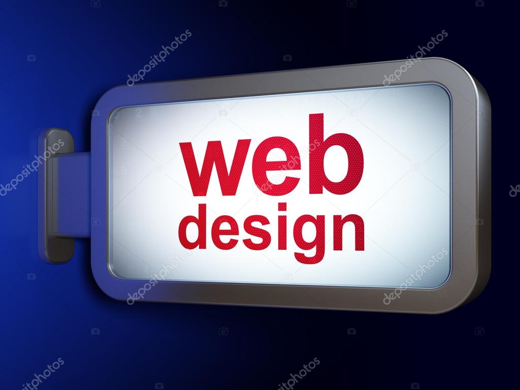 Concepto de desarrollo web: Diseño web en fondo de valla publicitaria — Foto de stock #112461698 ...