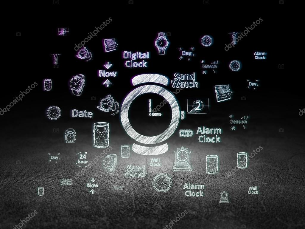 Timeline concept: Hand Watch in grunge dark room Stock Photo by ...
