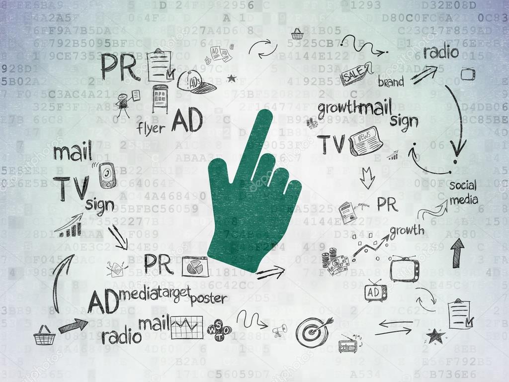 Advertising concept: Mouse Cursor on Digital Paper background — Stock Photo © maxkabakov #83596088