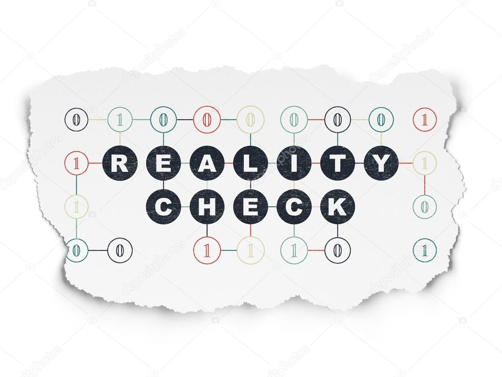 Finance concept: Reality Check on Torn Paper background — Stock Photo ...