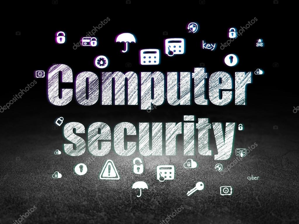 Safety concept: Computer Security in grunge dark room — Stock Photo ...