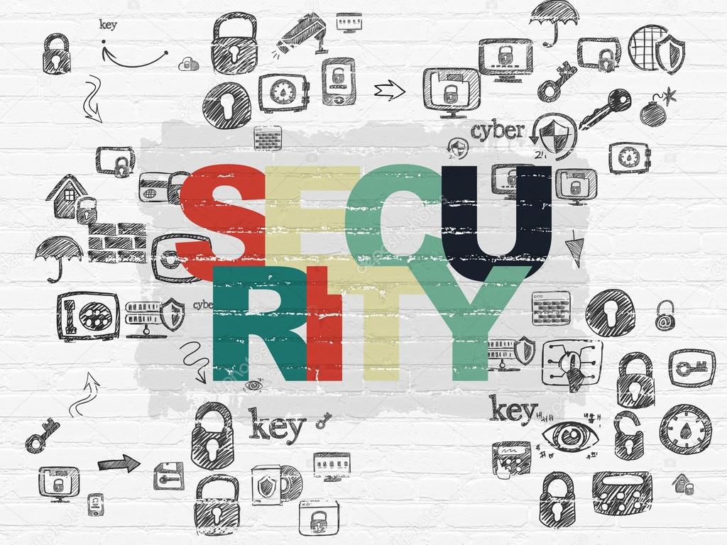 Safety concept: Security on wall background Stock Illustration by ...