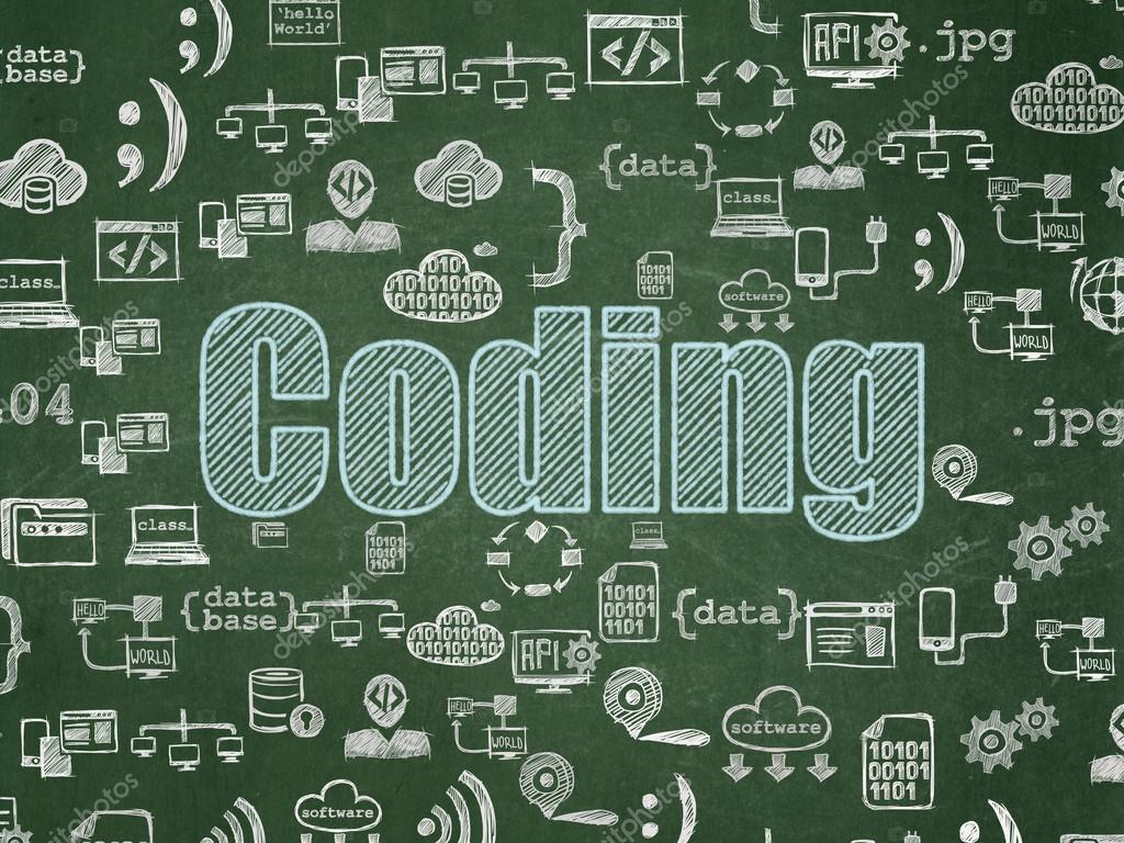 Programming concept: Coding on School Board background Stock Photo by ...