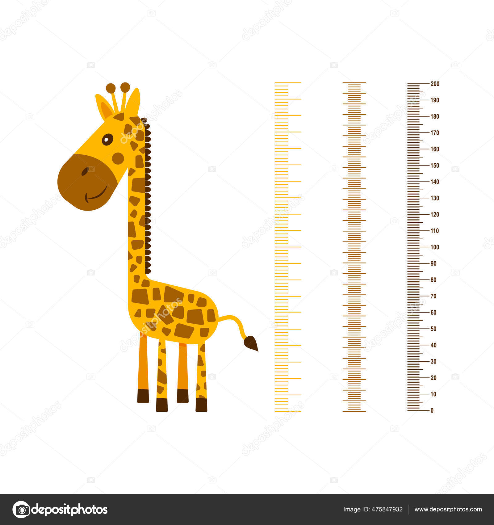Growth Ruler Kids Meter Walls Cute Giraffe Cheerful Funny Animal Stock ...