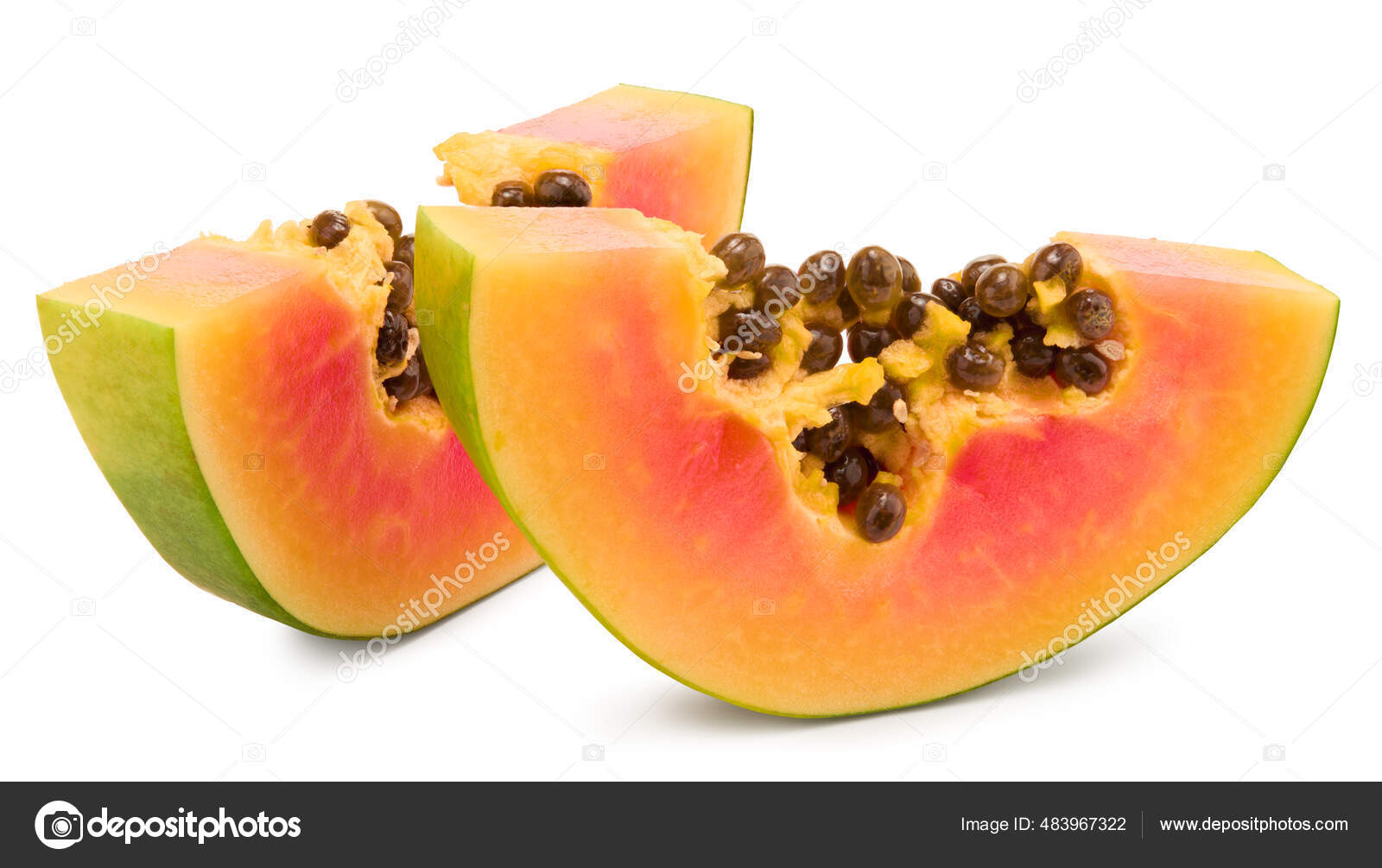 Sliced Ripe Papaya Fruit Isolated White Background Exotic Fruit ...