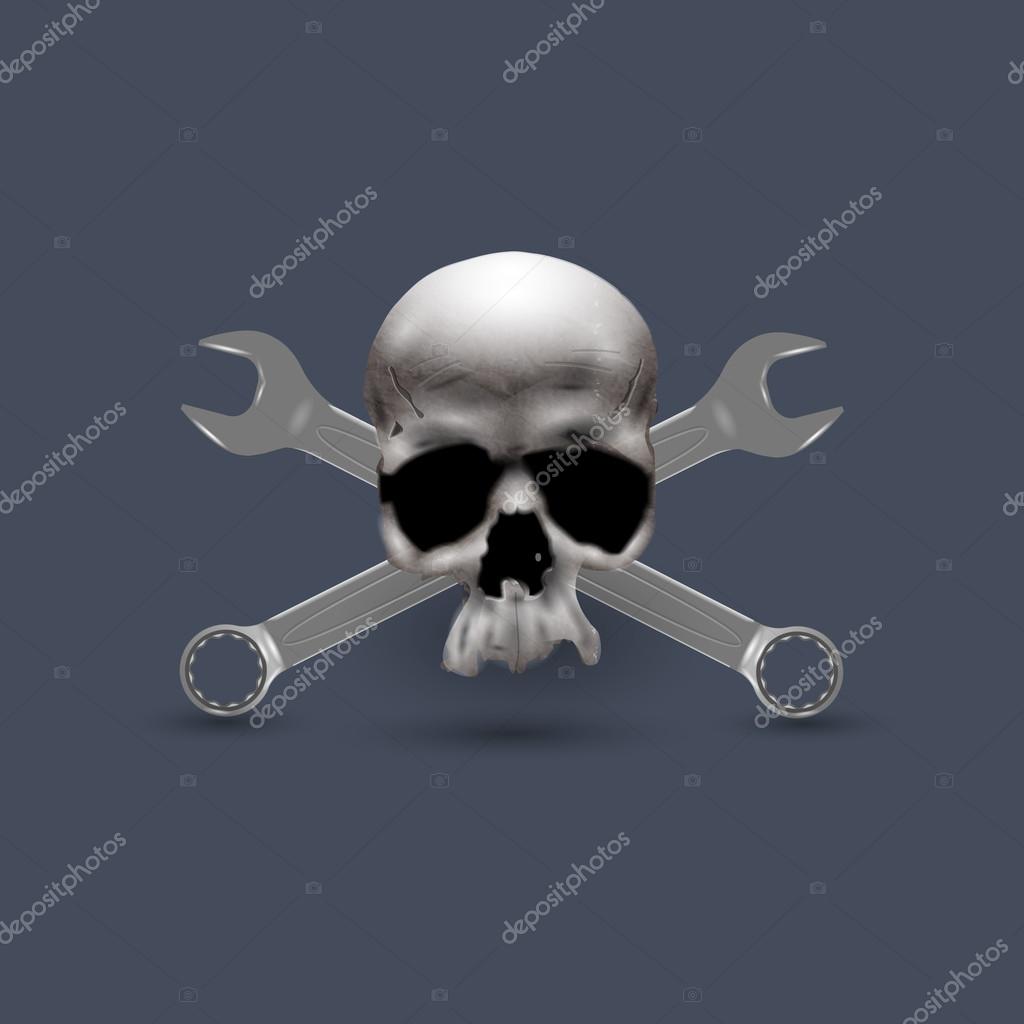 Skull human with spanners — Stock Vector © A-R-T-U-R #52777877
