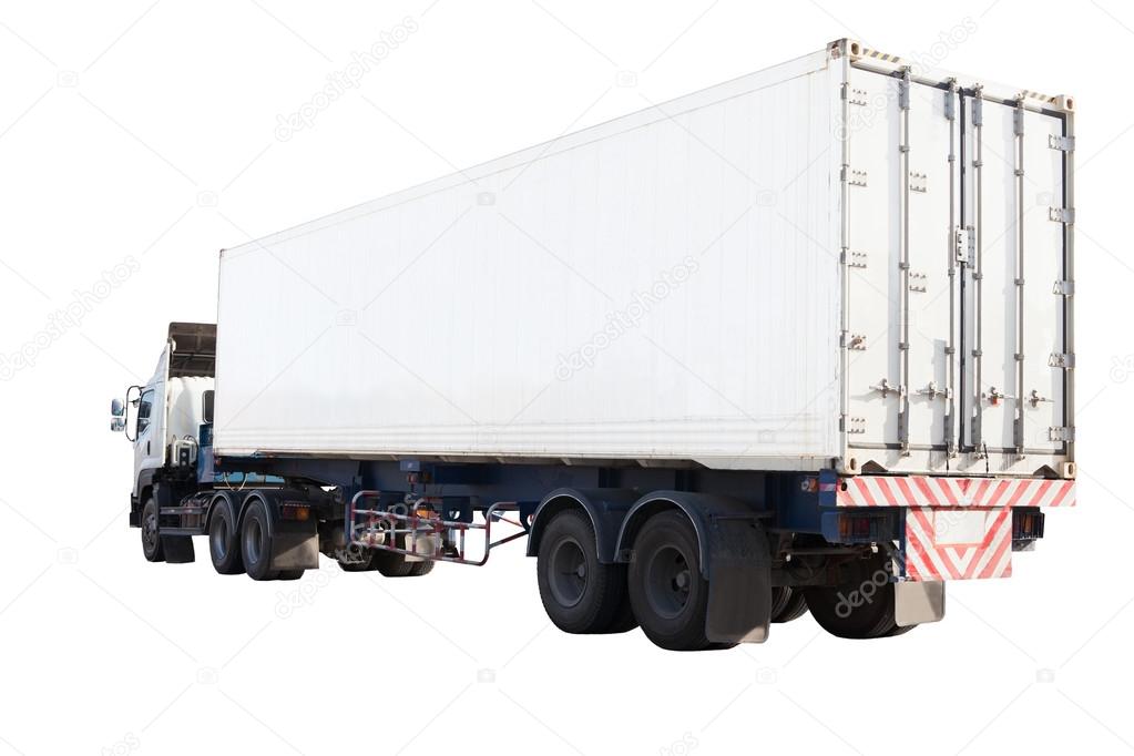 White container truck isolated background use for industry land Stock ...
