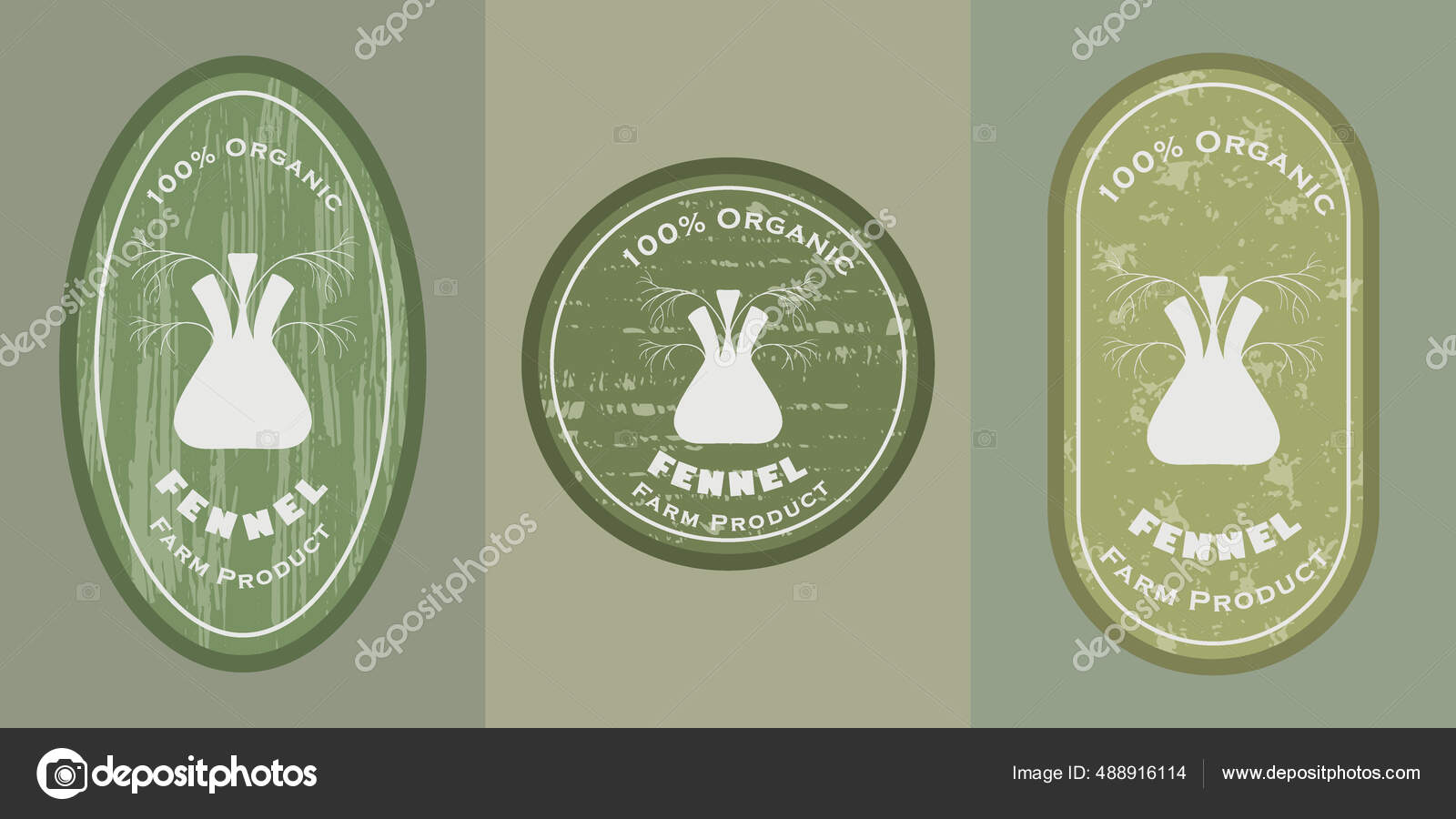 Three Logo Patches Fennel Icon Texture Badge Packages Organic Farm ...