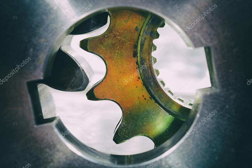 Cogwheels and gears axles of steel Stock Photo by ©lagereek 53804557