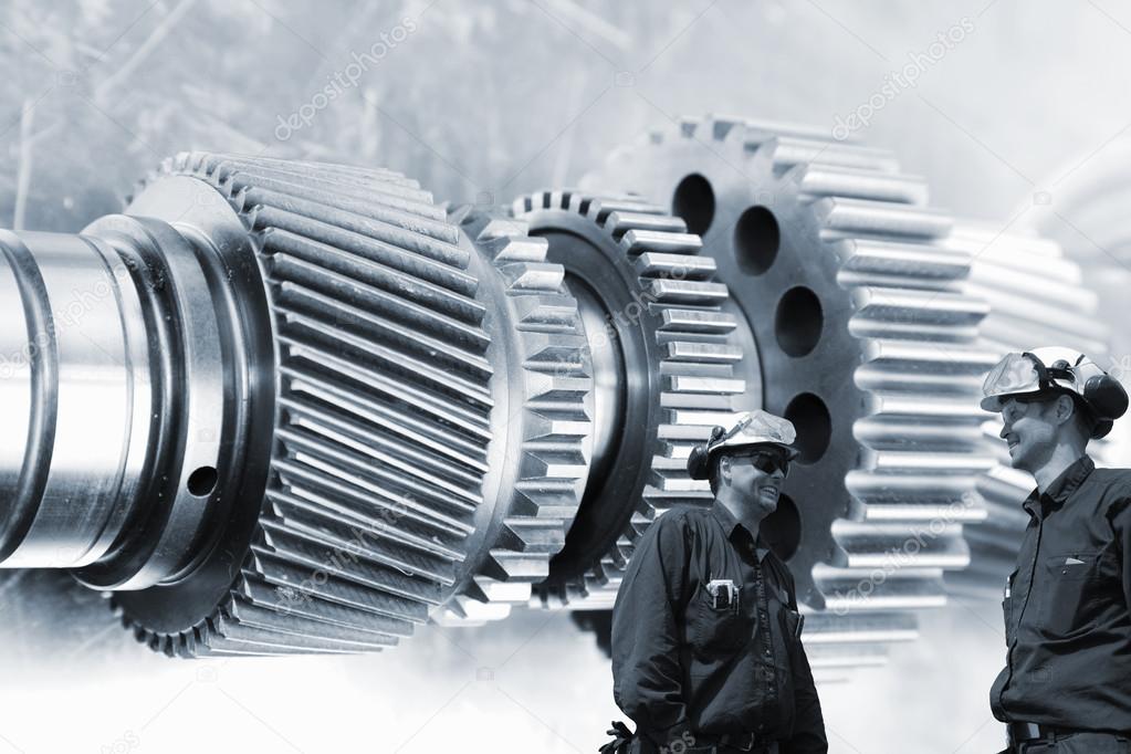 Engineers and cogwheels machinery — Stock Photo © lagereek #79225964