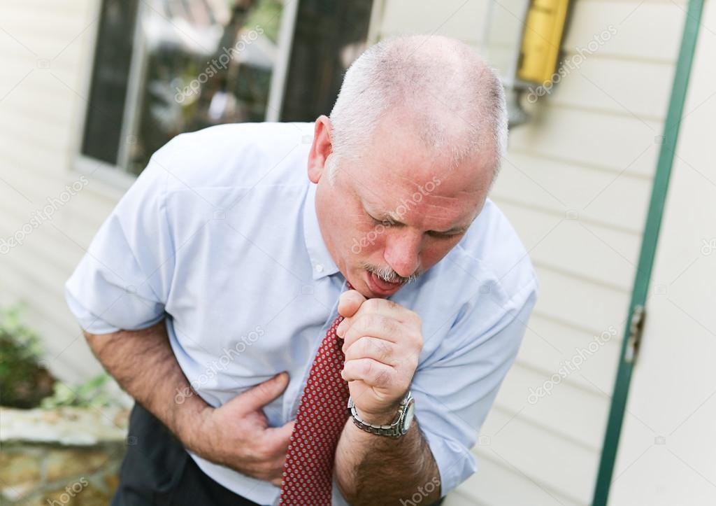 Mature Man with Cough — Stock Photo © lisafx #56951853