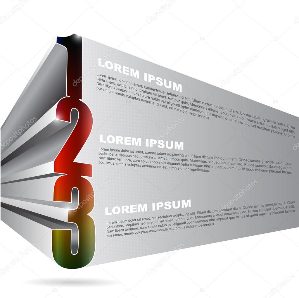 Vector 3D background with 1 2 3 steps and place for text. Stock Vector ...