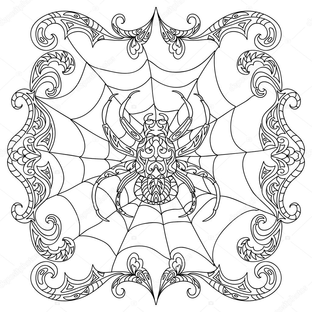 Spider zentangle coloring page isolated on white Stock Illustration by ...