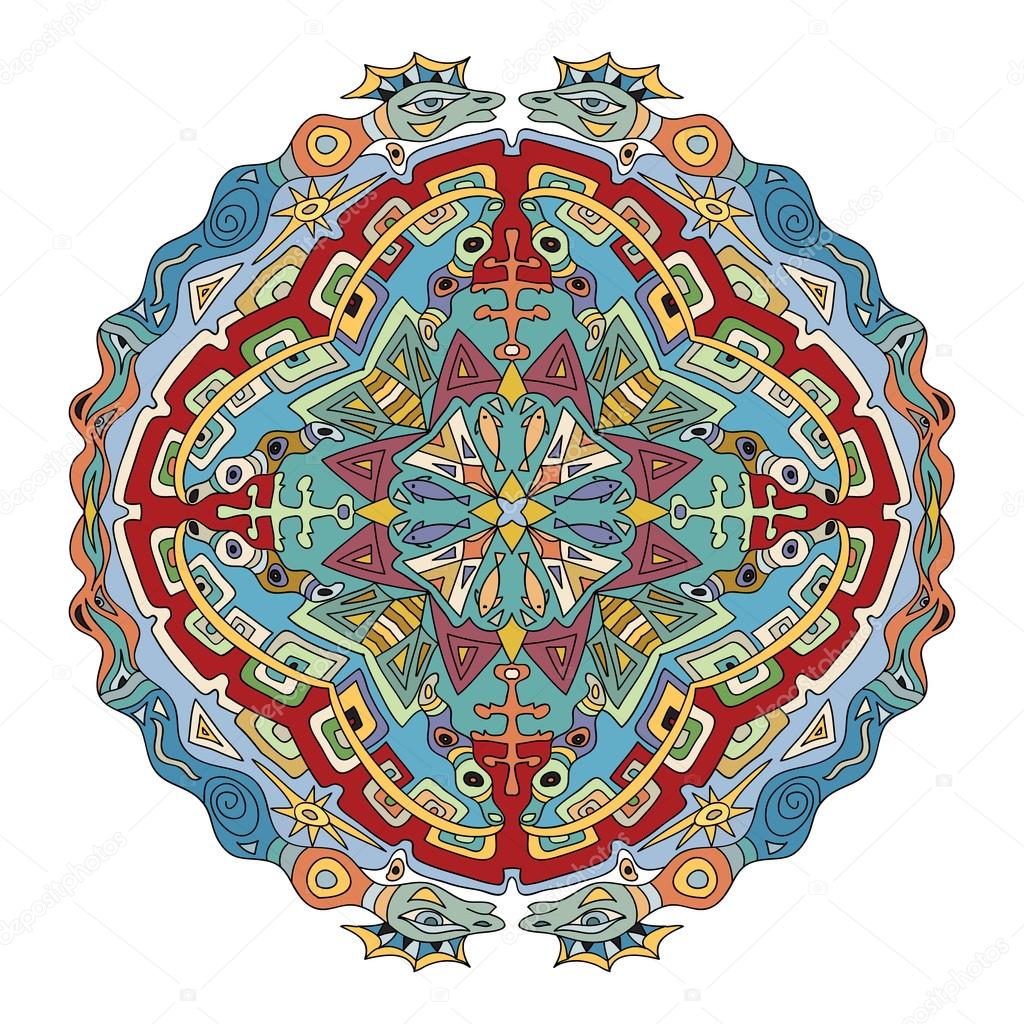 Aztec mandala decorative element — Stock Photo © Nuarevik #99504906