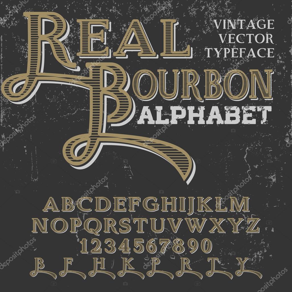 Font. Typeface. Script. Old style - vintage script font. Vector ...