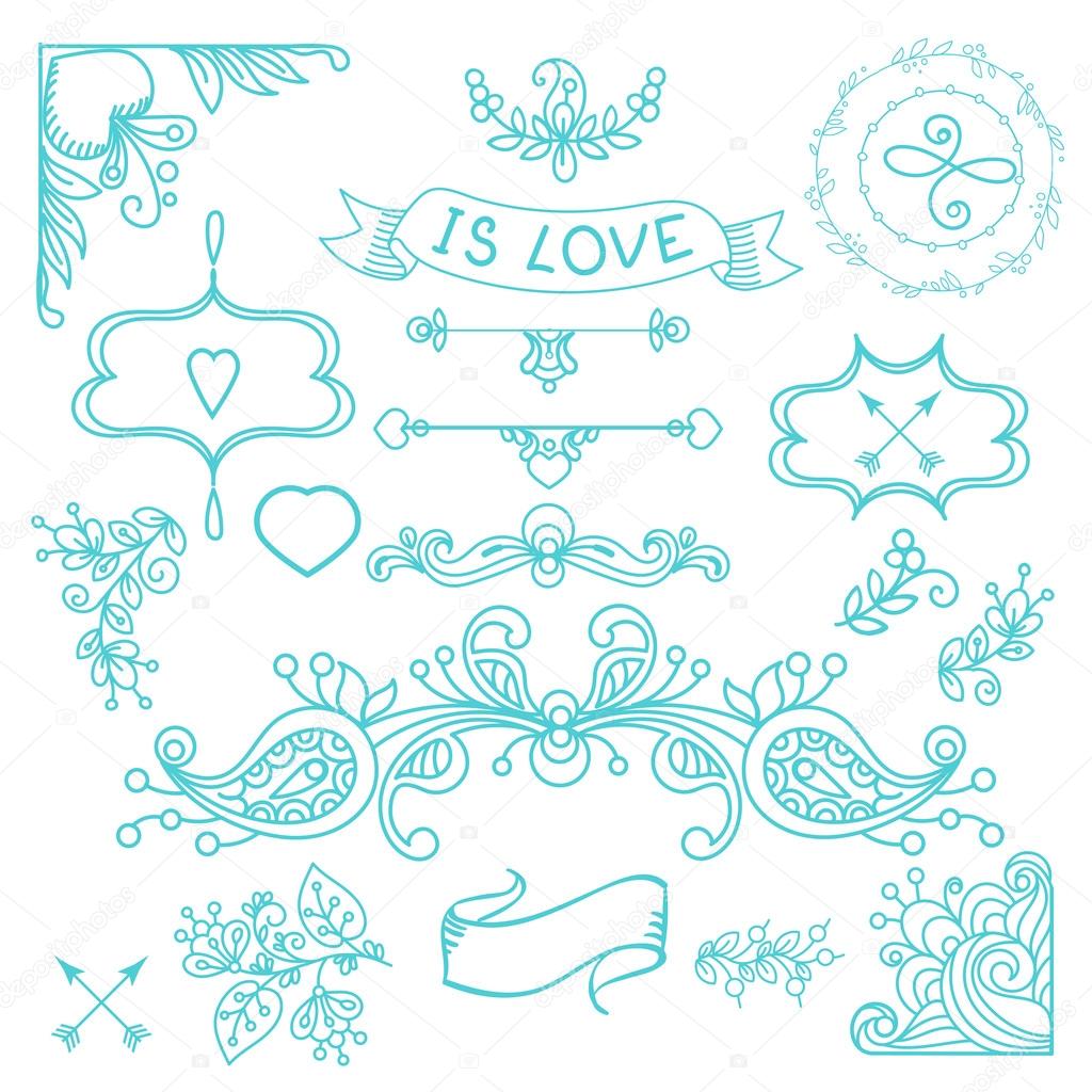 Vintage doodles label set Stock Vector Image by ©belopoppa #68725959