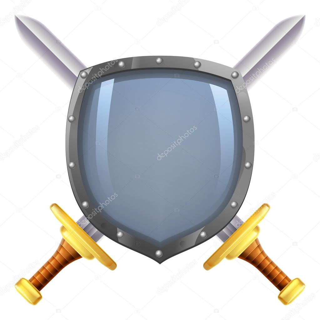 Crossed swords shield Stock Vector by ©Krisdog 124148428