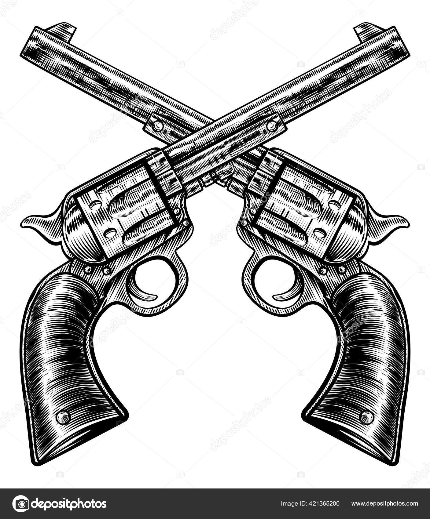 Silueta De Pistola Cruzada