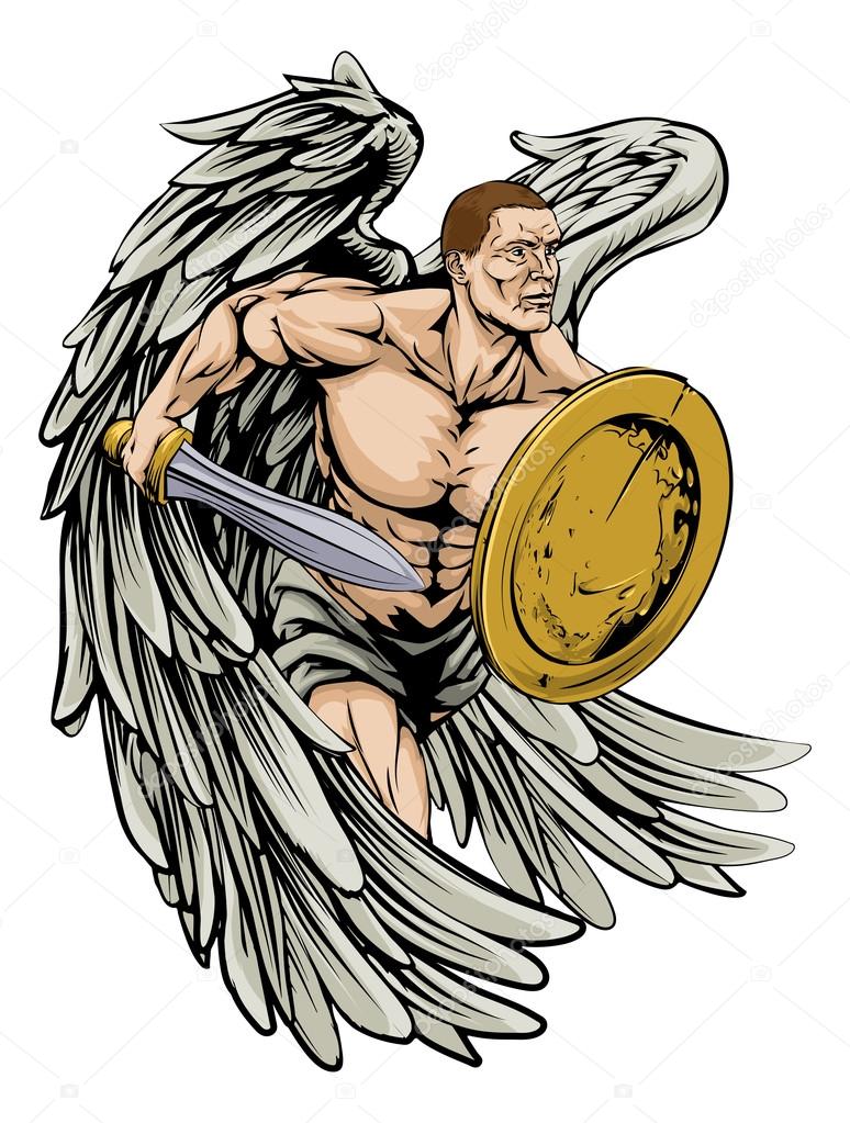 ángel Guardián Con Dibujo De Espada