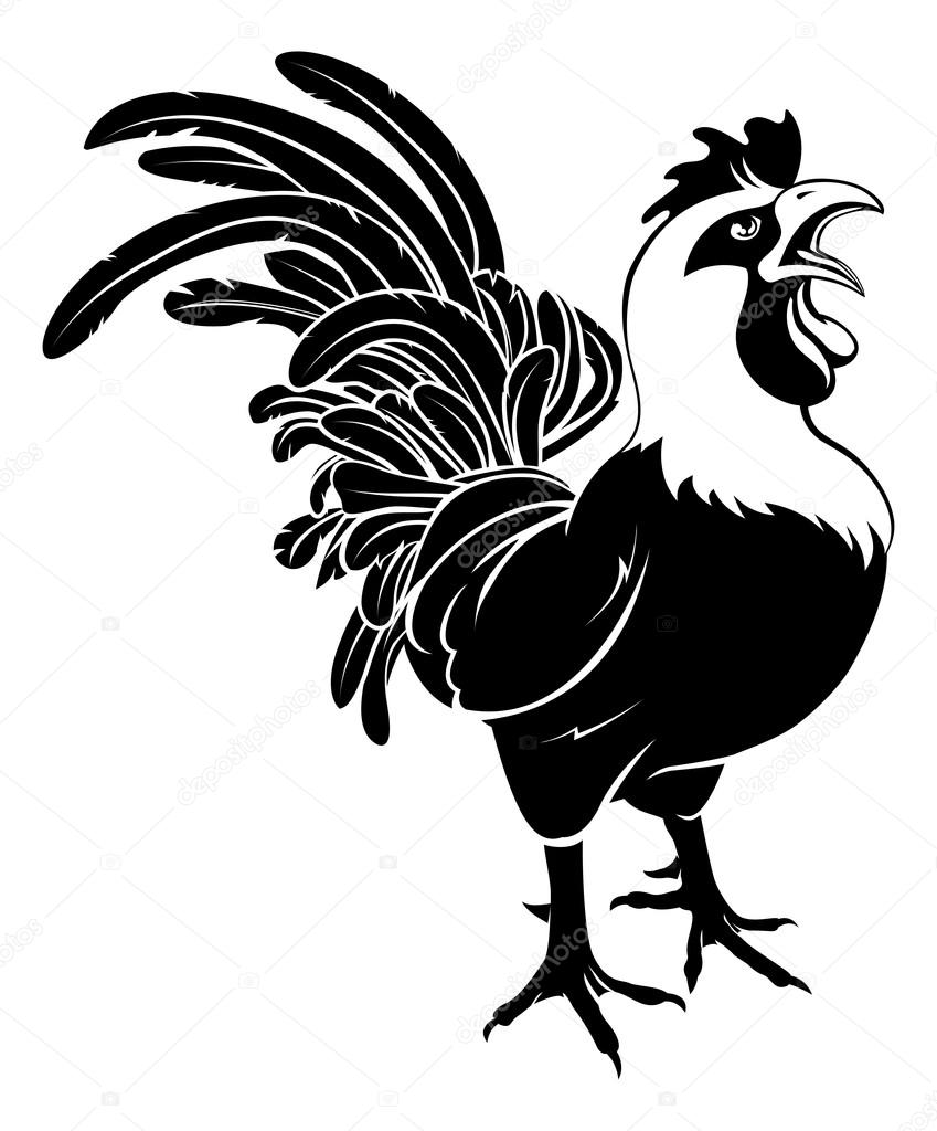 Rooster Crowing Silhouette
