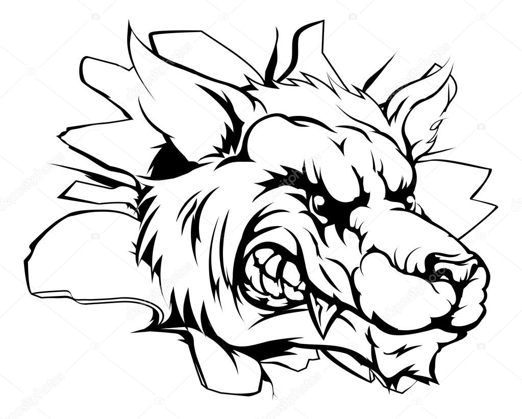 Wolf mascot breaking through wall Stock Vector Image by ©Krisdog #82211628