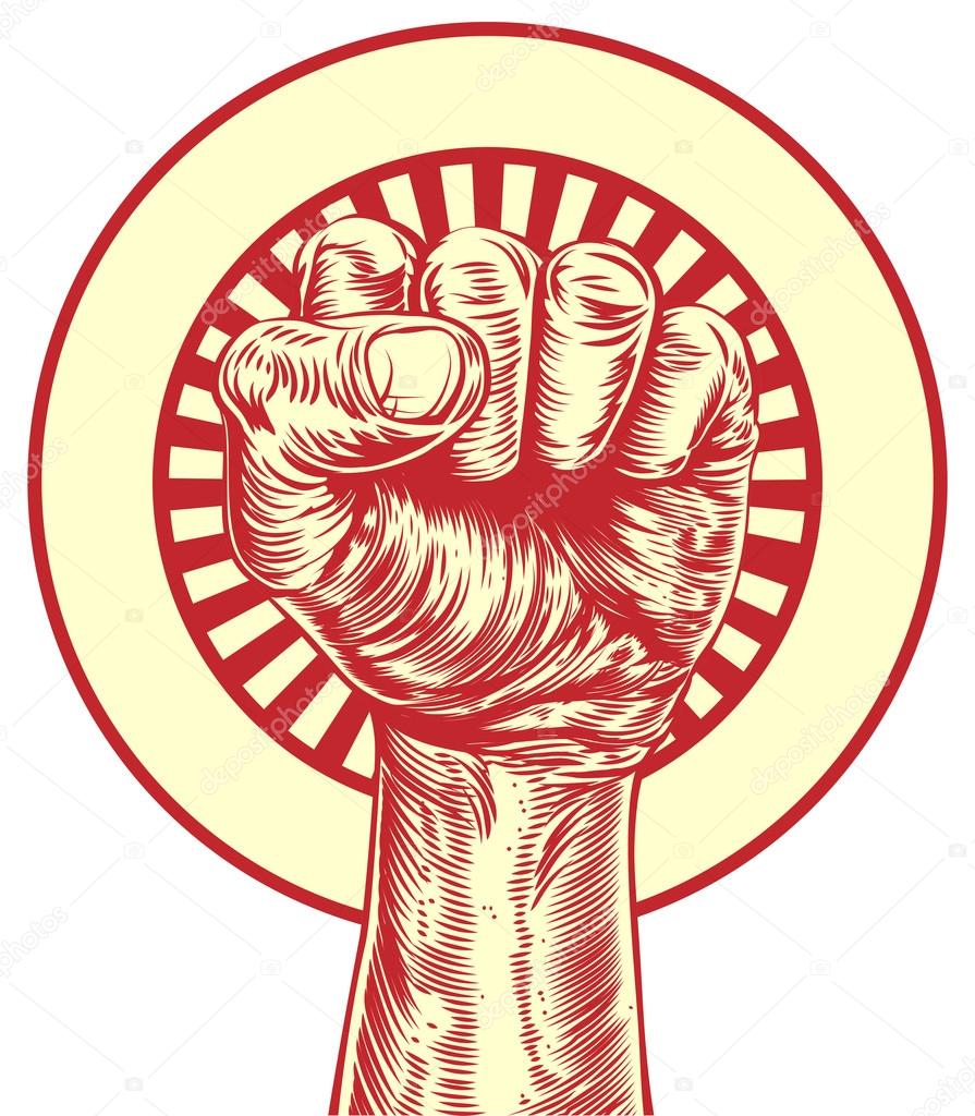Vintage propaganda fist — Stock Vector © Krisdog #89601738