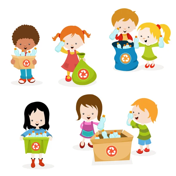 Niños recogiendo basura Imágenes Vectoriales, Gráfico Vectorial de Niños recogiendo basura ...