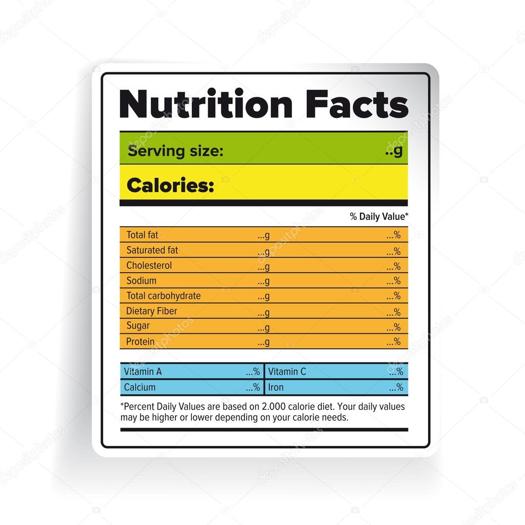Nutrition Facts label vector color — Stock Vector © Grounder #95275304