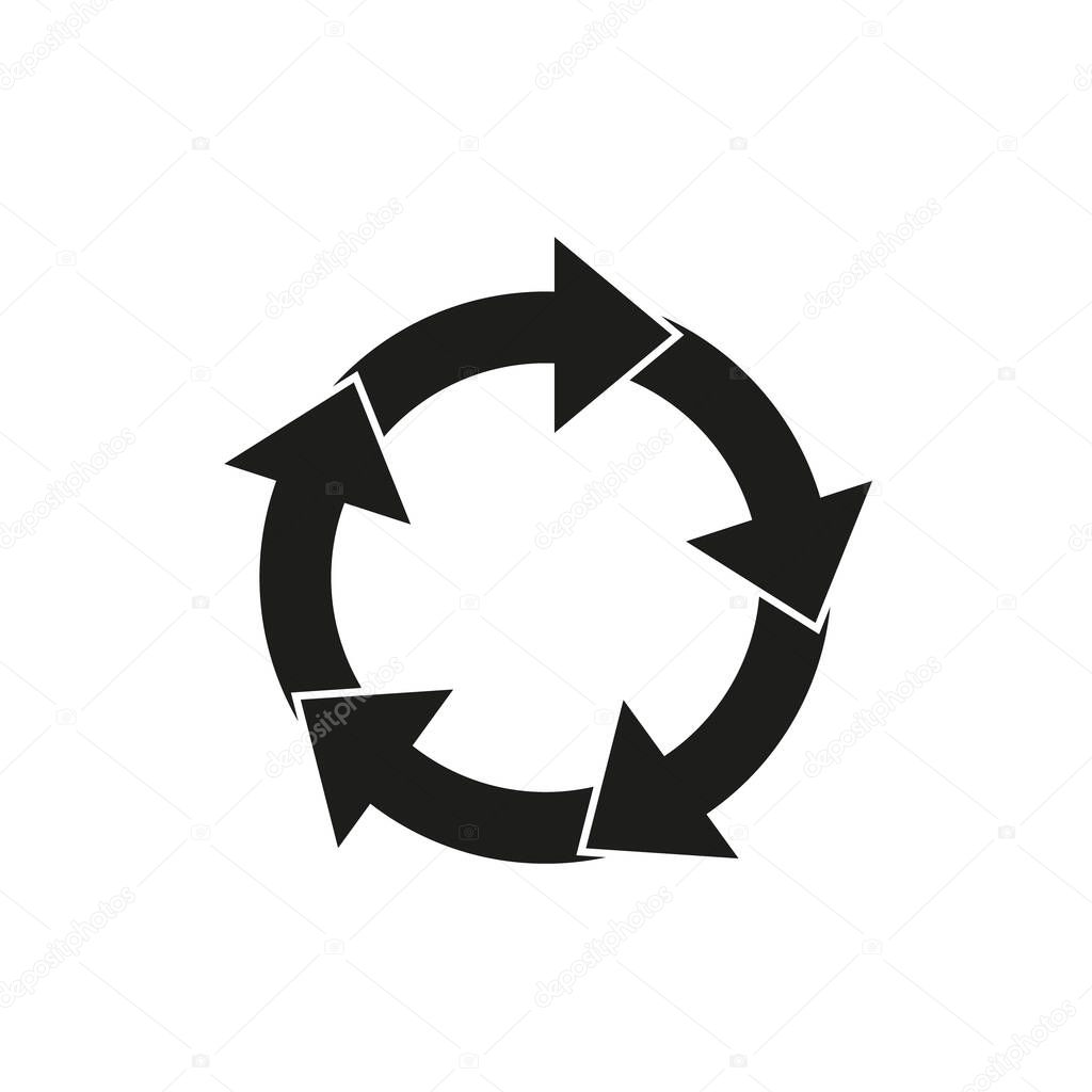 Icono de flecha circular. Flechas de reciclaje símbolo negro aislado en ...