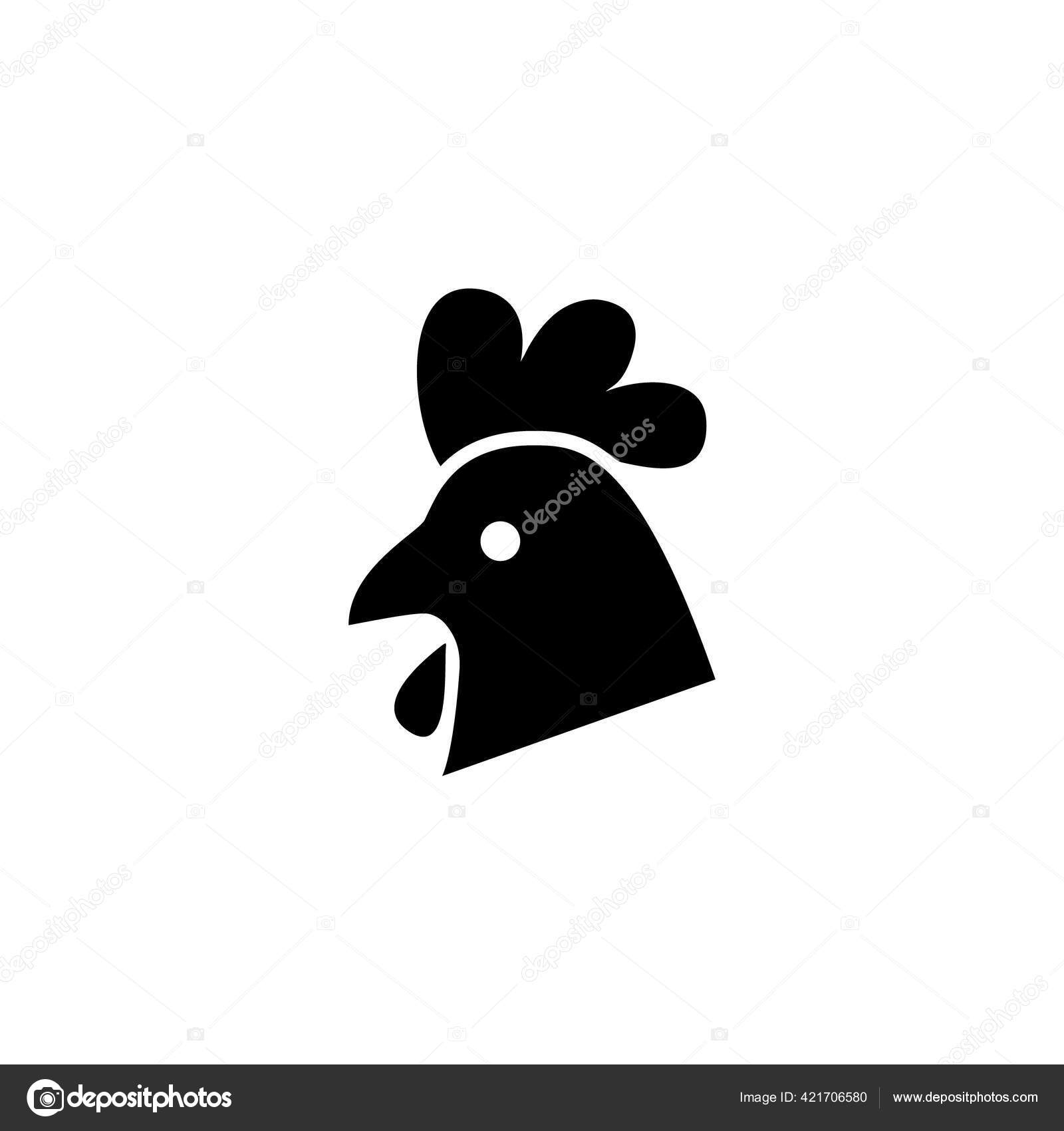 Icono Pollo Negro Cabeza Animal Signo Granja Aislado Sobre Fondo Vector ...